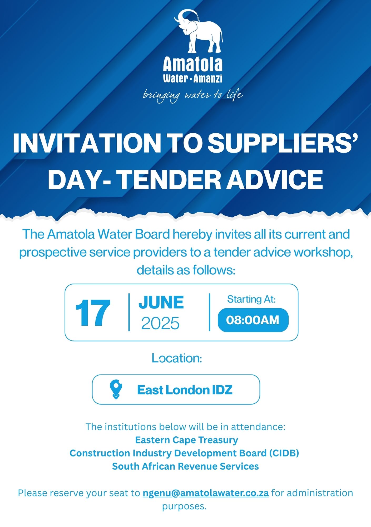 INVITATION TO SUPPLIERS’ DAY- TENDER ADVICE